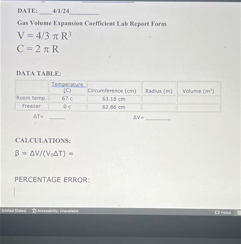 Solved Date 4124gas Volume Expansion Coefficient Lab Report