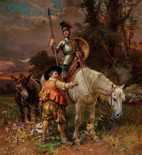 Don Quixote And Sancho Panza Painting By Cesare Auguste Detti Fine