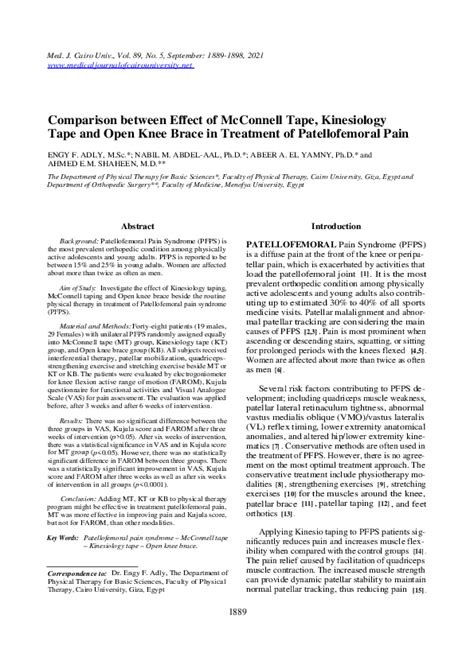 Pdf Comparison Between Effect Of Mcconnell Tape Kinesiology Tape And Open Knee Brace In