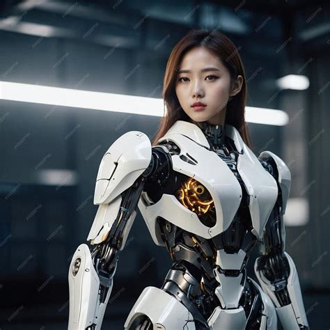 Premium Photo Beautifulkoreanrobotgirlupperbody18yearsold