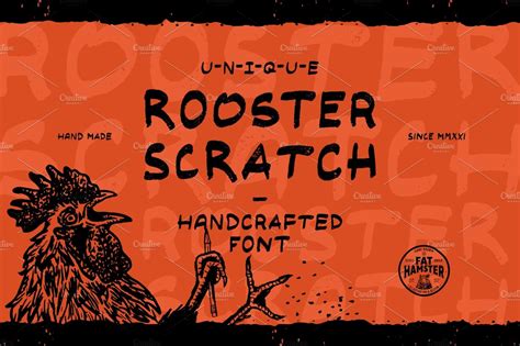 rooster scratch handcrafted font masterbundles
