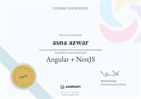 Successfully Completed Angularnestjs Certificate Course Asna Azwar Successfully Completed Angularnestjs Certificate Course Asna Azwar