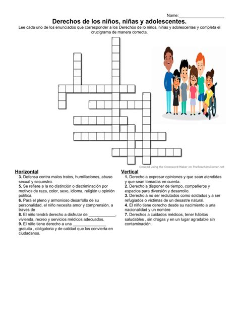 Crucigrama Sobre Derechos De Los Niños Pdf