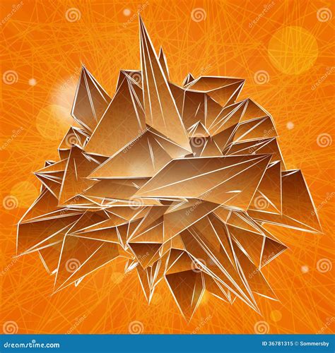 Geometric Triangular Orange Shape On Striped Background Stock Vector Illustration Of Grunge