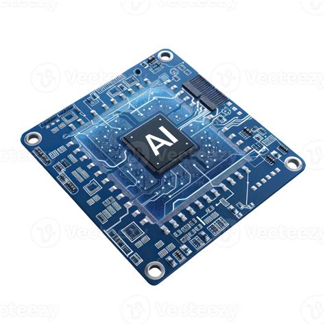 Technology Blue Cpu Computer Microchips With Ai In The Center Top View