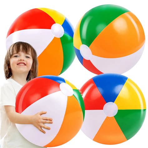 20 4pcs Beach Balls Large Rainbow Beach Ball Inflatable Swimming Pool