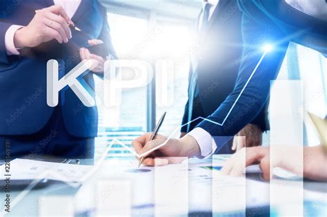 Kpi Key Performance Indicator Graph On Blurred Background Stock