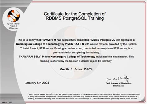Revathi Murali On Linkedin Iitbombay Spokentutorial Rdbms