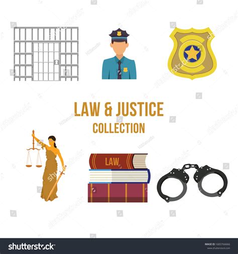 Law Element Set Isolated Vector Illustration Stock Vector Royalty Free