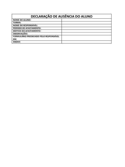 Declaração De Ausência Do Aluno Pdf