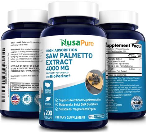 Nusapure Saw Palmetto Extract 4000mg 200 Capsules Egypt Vitamins
