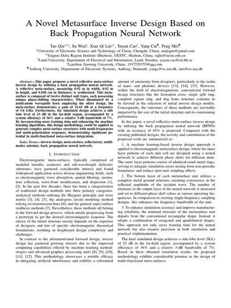 A Novel Metasurface Inverse Design Based On Back Propagation Neural