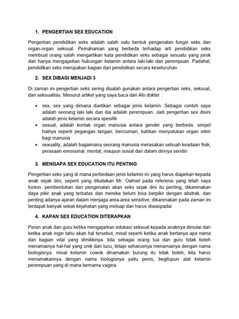 Pengertian Sex Education Pdf