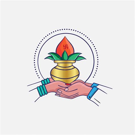 Novia Y Novio Boda De Oro Kalash Clipart Para El Arte De La Boda Hindú