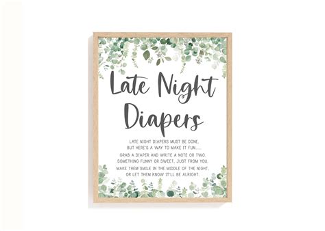 Late Night Diapers Late Night Diaper Sign Diaper Messages Etsy