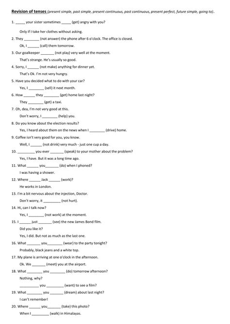 Revision Of Tenses Online Exercise Artofit
