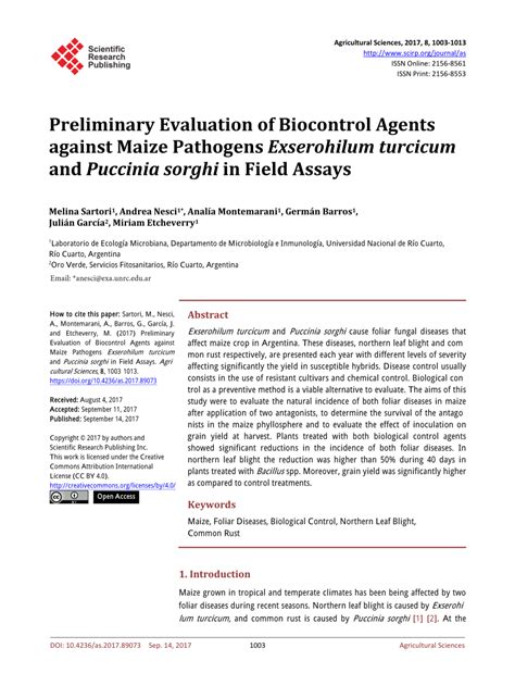 Pdf Preliminary Evaluation Of Biocontrol Agents Against Maize