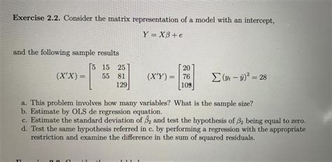 Exercise 2 2 Consider The Matrix Representation Of A