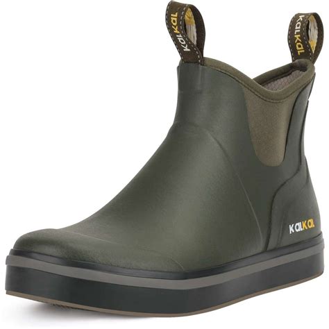 Kalkal Mens Ankle Deck Boots Slip On Water Boots For Outdoors