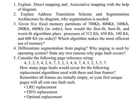Solved 1 Explain Direct Mapping And Associative Mapping