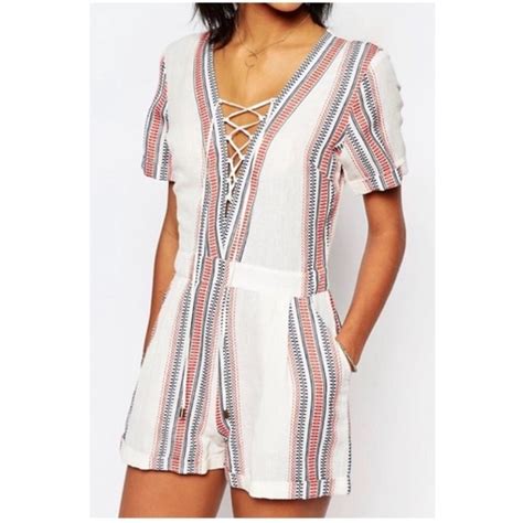 Tularosa Pants And Jumpsuits Tularose White Red Blue Romper Made In