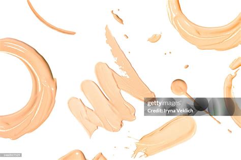 Round Smears Of Thick Makeup Face Foundation On White Background High