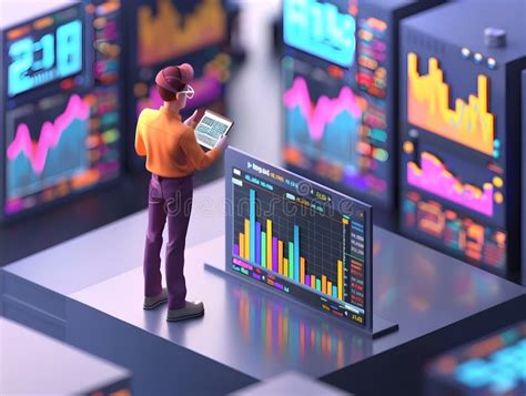 Investor Analyzing Financial Data And Market Updates On Digital Screens