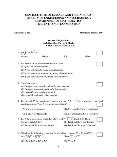 Phd Question And Answer Pdf Differential Equations Mathematical