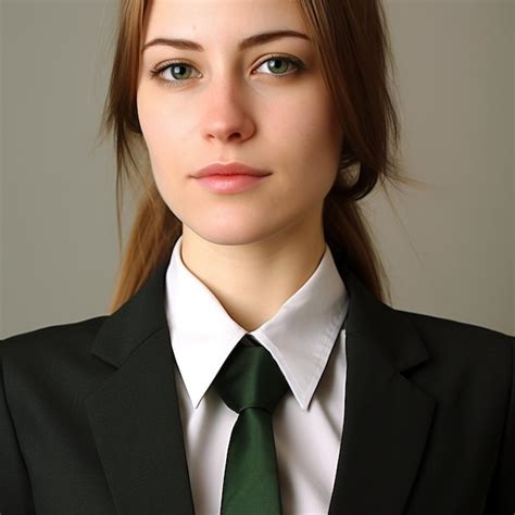 Premium Photo A Woman Wearing A Green Tie With A White Shirt And A