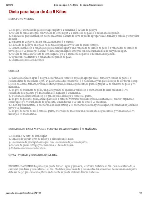 Dieta 4 Días Para Bajar 6 Kilos Pdf Cocina Occidental Comida
