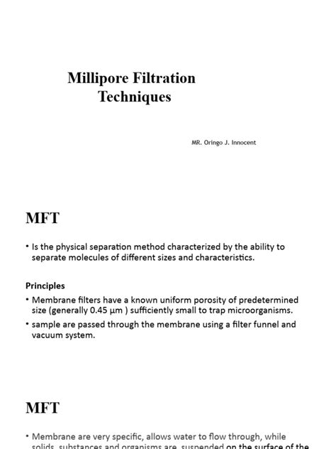 Millipore Filter Techniques Download Free Pdf Filtration Membrane