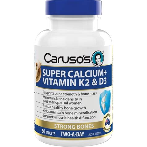 Carusos Super Calcium Vitamin K2 And D3 Tab X 60 Buy Online In Australia Chemist Direct