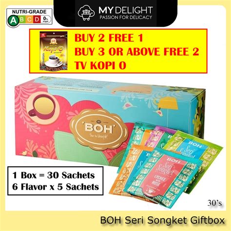 30 Sechets Boh Tea Seri Songket Pack Lychee With Rose Earl Grey With Tangerine Mango Passion