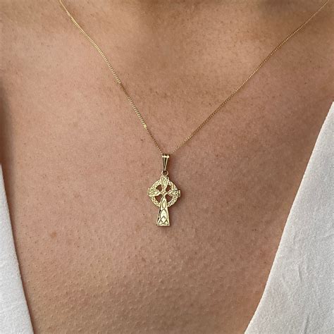 10ct Gold Celtic Cross Necklace Mini
