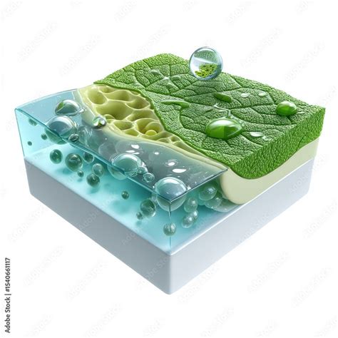 Technical Schematic Of A Leaf Surface Showing Microbial Life Stomata Layers Water Droplet