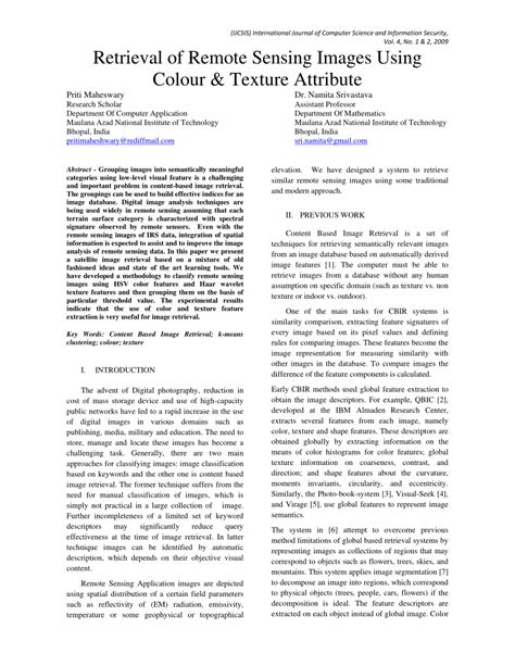 pdf retrieval of remote sensing images using colour and texture attribute