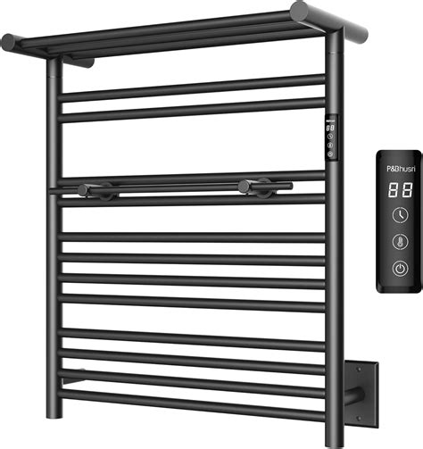Pandbhusri Heated Towel Rack With Top Shelf Towel Warmer For