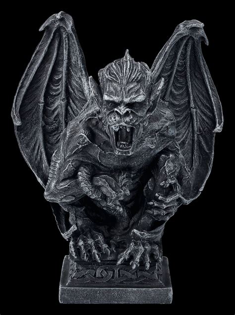 Gargoyle Figurine On Pedestal Roaring