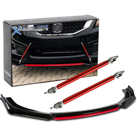 Buy Front Bumper Lip Spoiler Splitter Body Kit Red Trim Strut Rods For