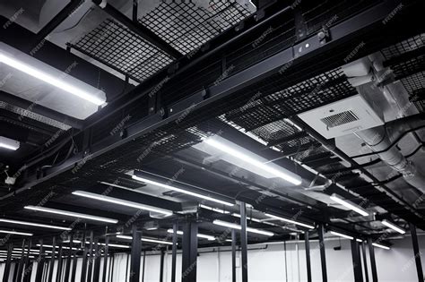 Server Rack With Minimalist Cable Trays Overhead Premium Ai Generated