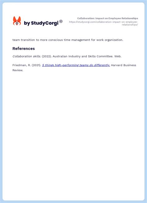 Collaboration Impact On Employee Relationships Free Essay Example