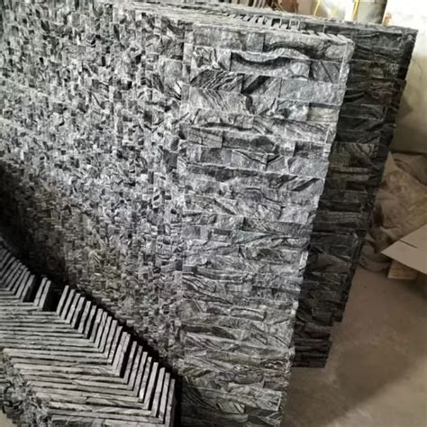 Natural Stone Cladding Stack Stone Black Slate Quartzite Wall Veneer