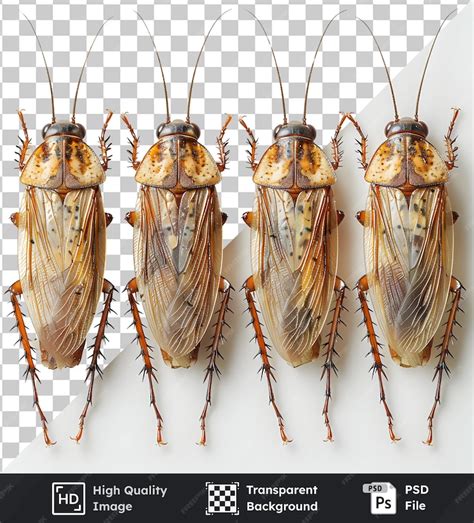 Discover Four Stunning Cockroach Specimens Detailed Dorsal View