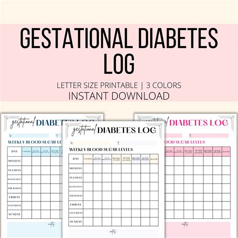 Gestational Diabetes Log Printable Weekly Gestational Diabetes Tracker