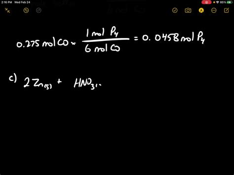 solved for each of the following unbalanced equations indicate how