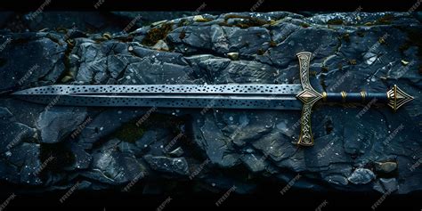 Excalibur La Espada Legendaria Incrustada En La Piedra Que Representa