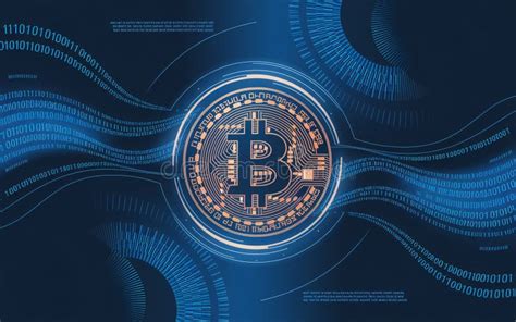 Abstract Bitcoin Symbols Surrounded By Flowing Binary Code And Digital