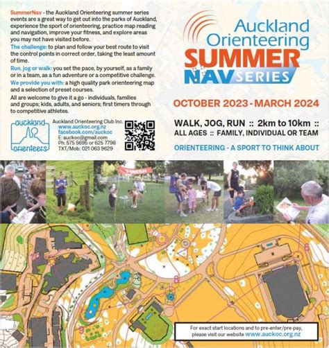 Brochure Showing Events Auckland Orienteering Club Inc