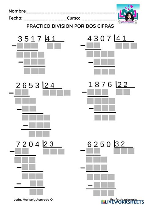 División De Dos Cifras Worksheet For 3ero De Primaria Divisiones De