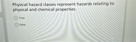 Solved Physical Hazard Classes Represent Hazards Relating To